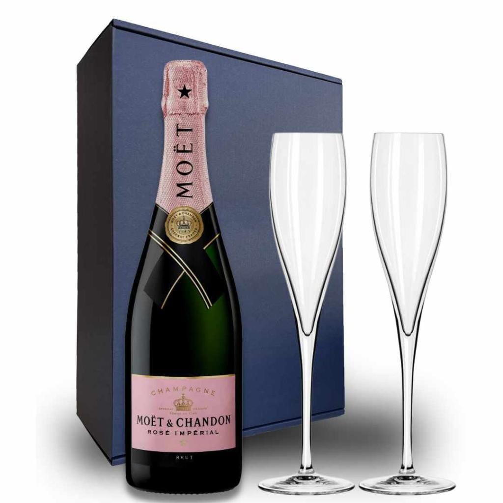 MOET & CHANDON ROSE GIFT HAMPER - Includes 2 Pack Champagne Flutes ...